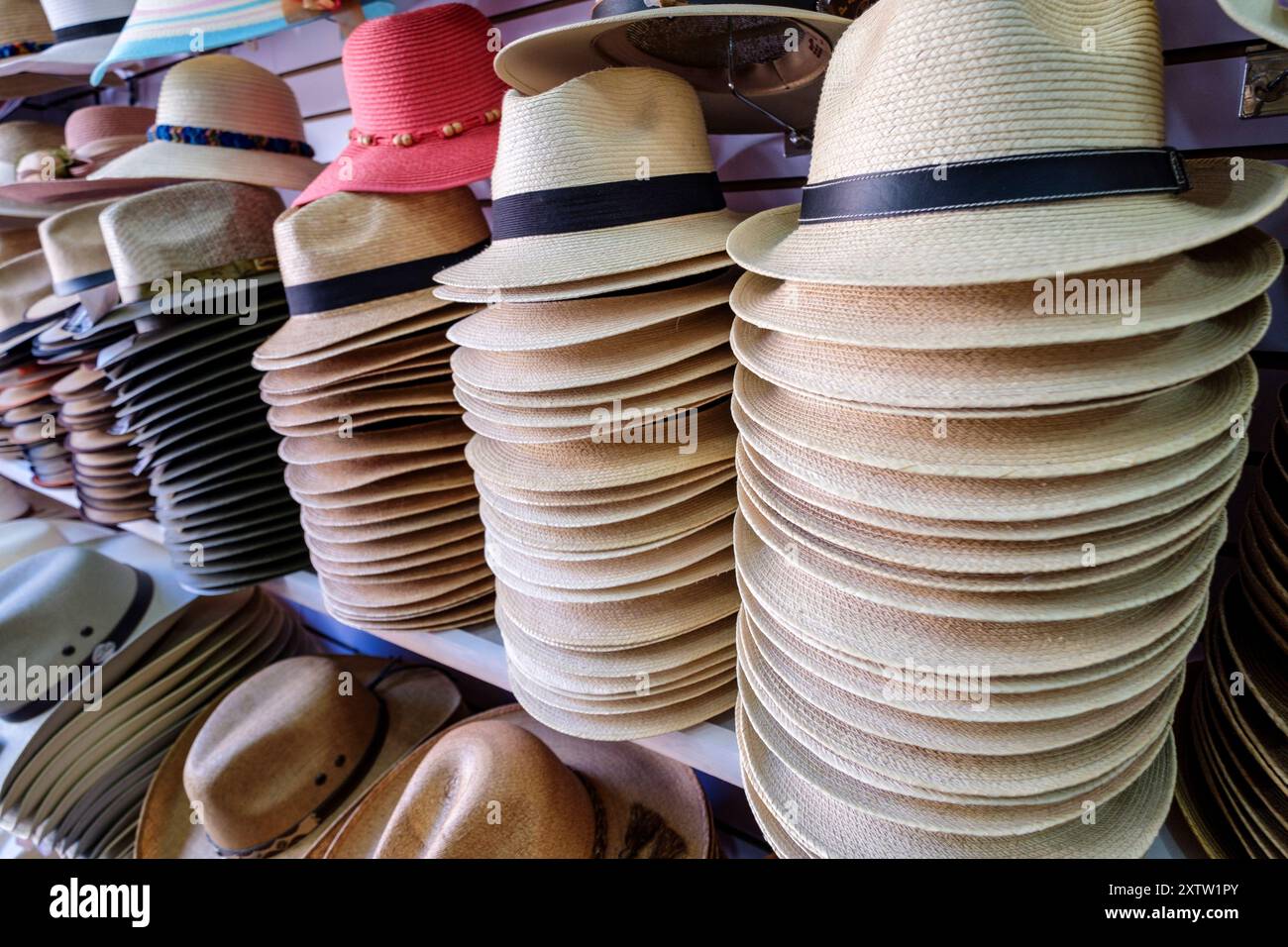 Hat shop, traditional Guatemalan hat, Panajachel, Lake Atitlán, Sololá ...