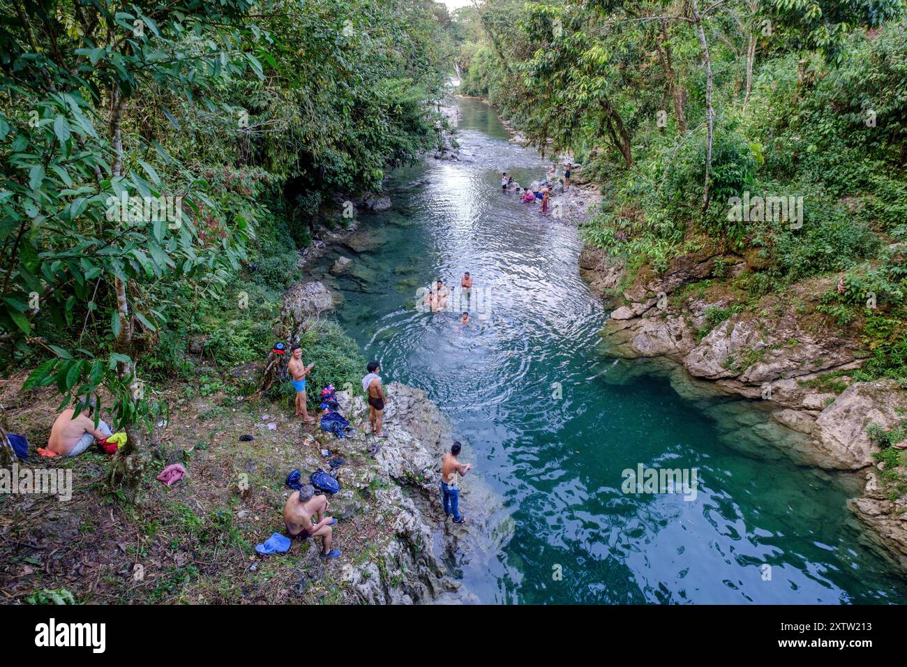 bathers in the river Cuatro Chorros, Lancetillo-La Parroquia, Zona ...
