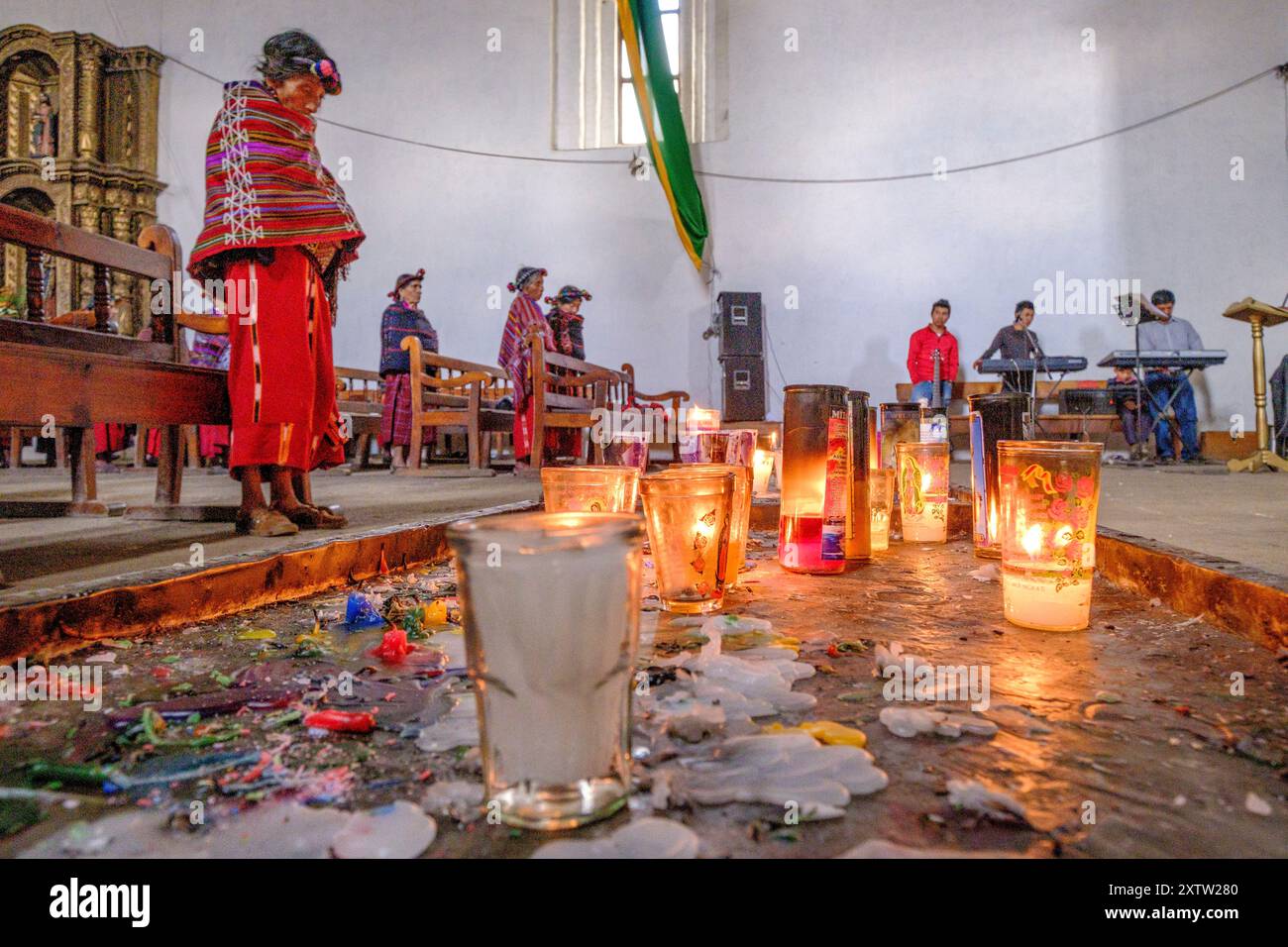 ceremonial candle offering, San Gaspar Chajul church, Department of ...