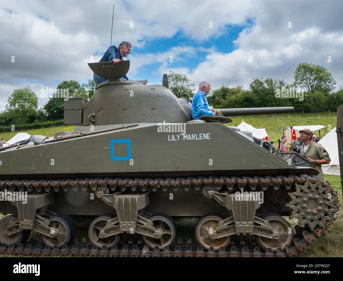 A ww2 Sherman tank piloted by historian James Holland at the Chalke ...