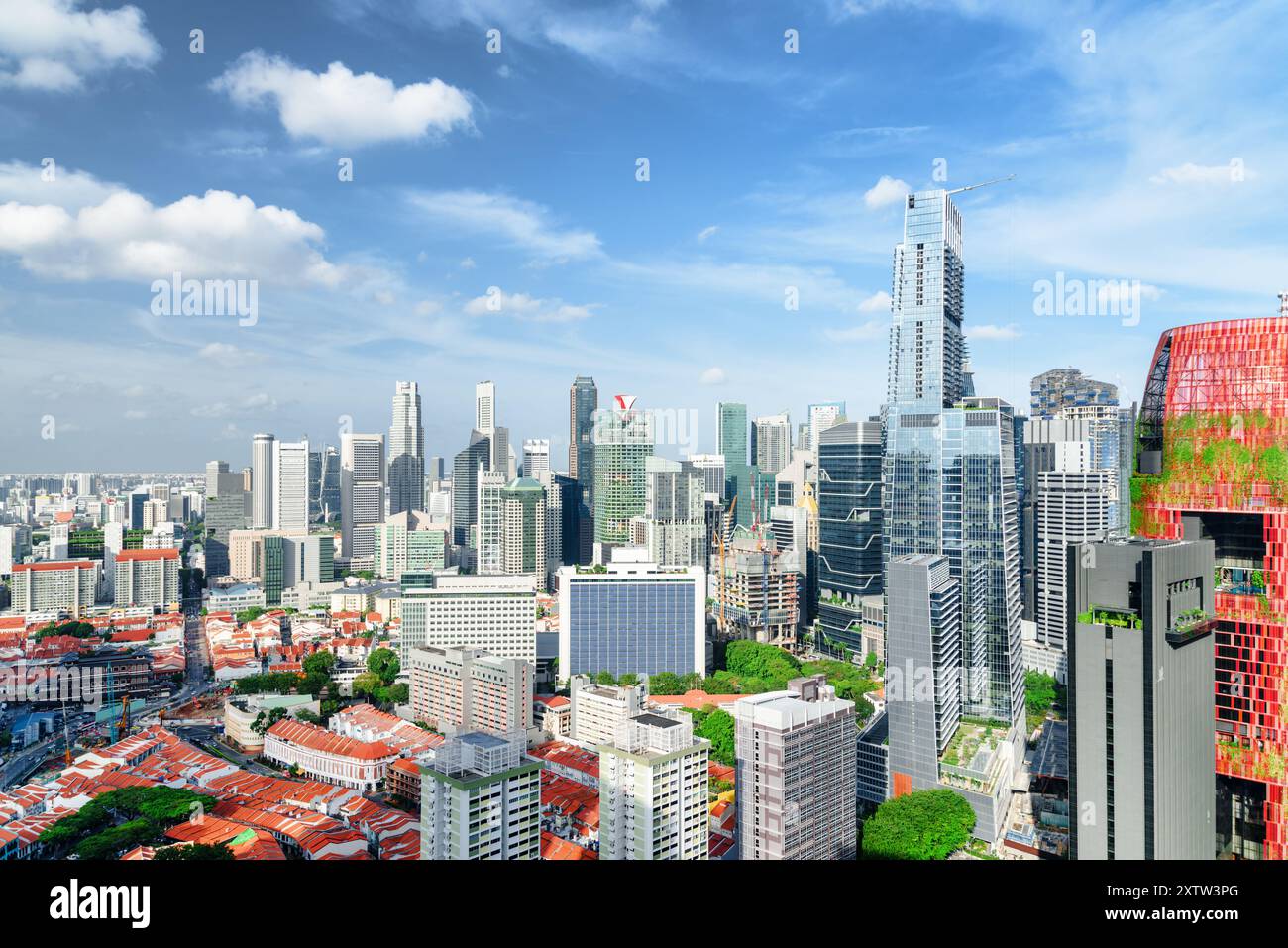Amazing view of skyscrapers in Singapore. Sunny cityscape Stock Photo ...