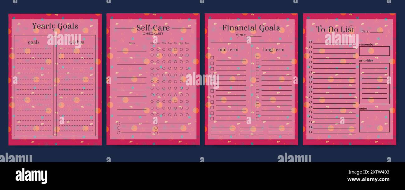 Business organizer paper sheets. Planners and to-do list worksheet ...