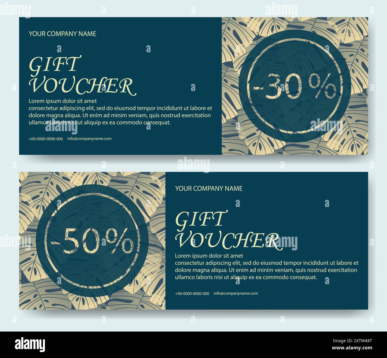 Summer gift voucher template collection. Set of elegant voucher with ...