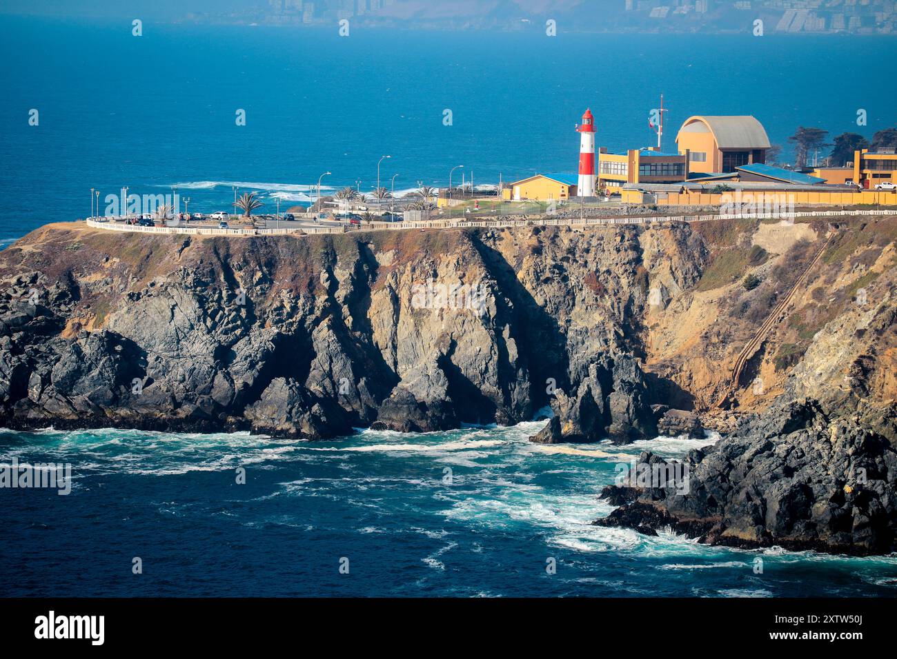 Beautiful Cliffs with the Blue Ocean Water in Vina Del Mar, Chile Stock ...