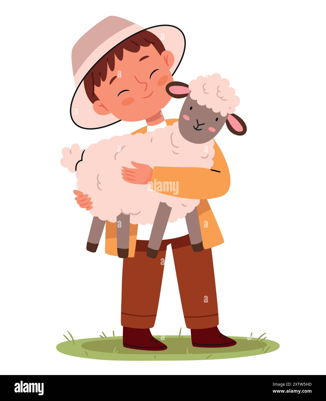 The shepherd boy hugs the sheep.Farm animals Stock Vector Image & Art ...
