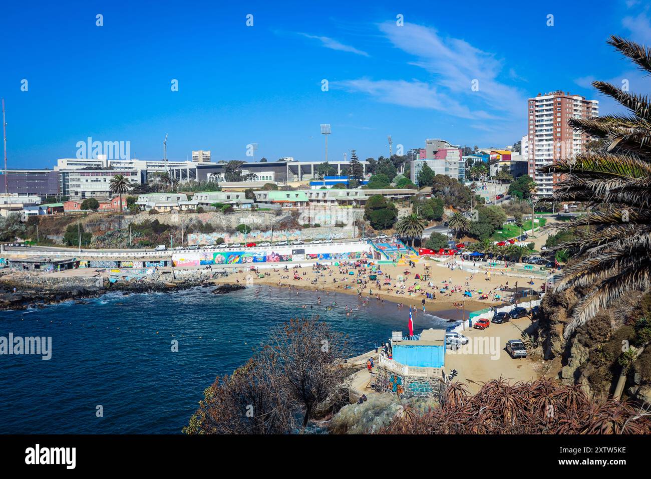 Beautiful Cliffs with the Blue Ocean Water in Vina Del Mar, Chile Stock ...