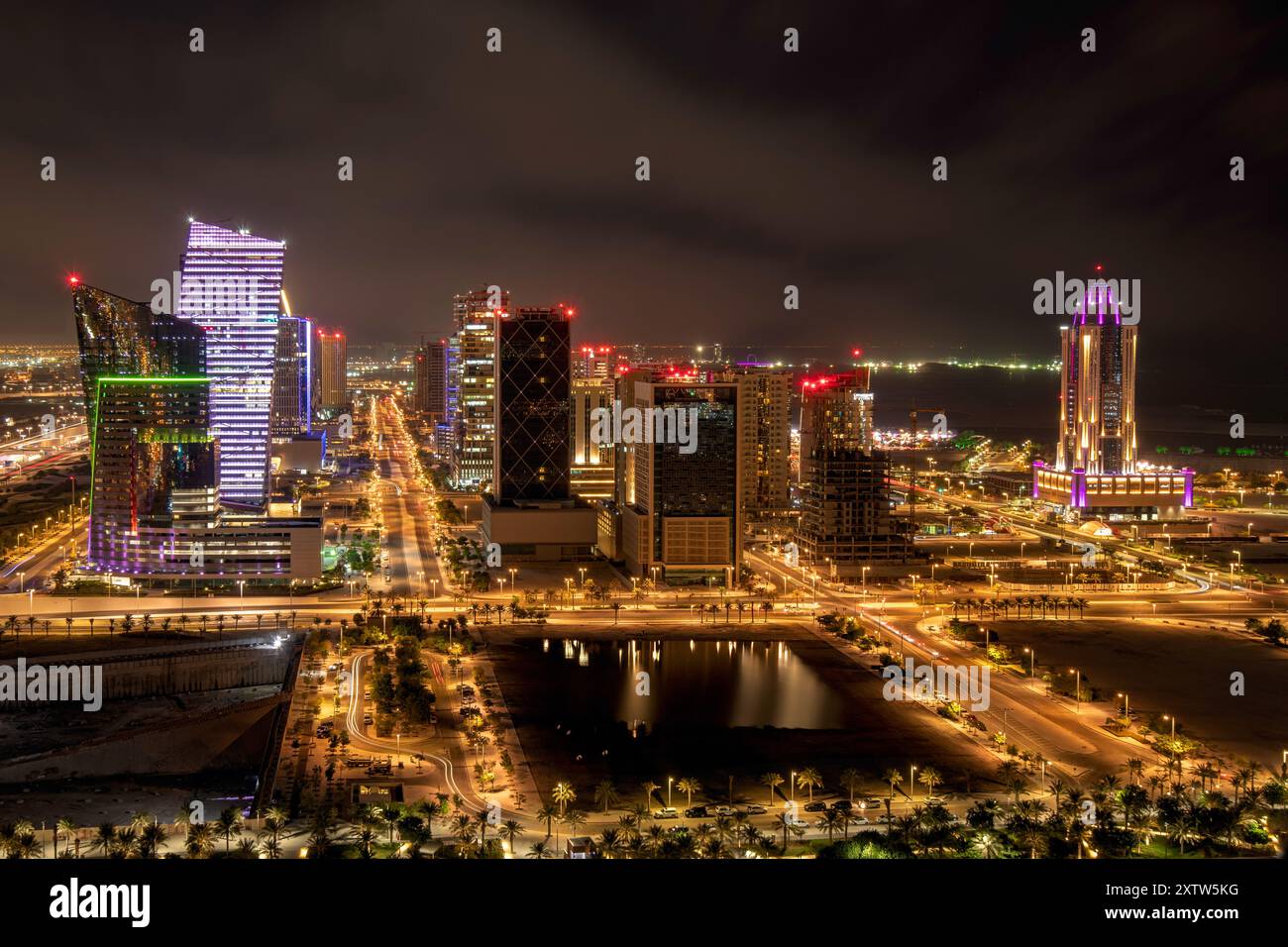 Modern designed Towers constructed at Lusail city. skyline of lusail ...