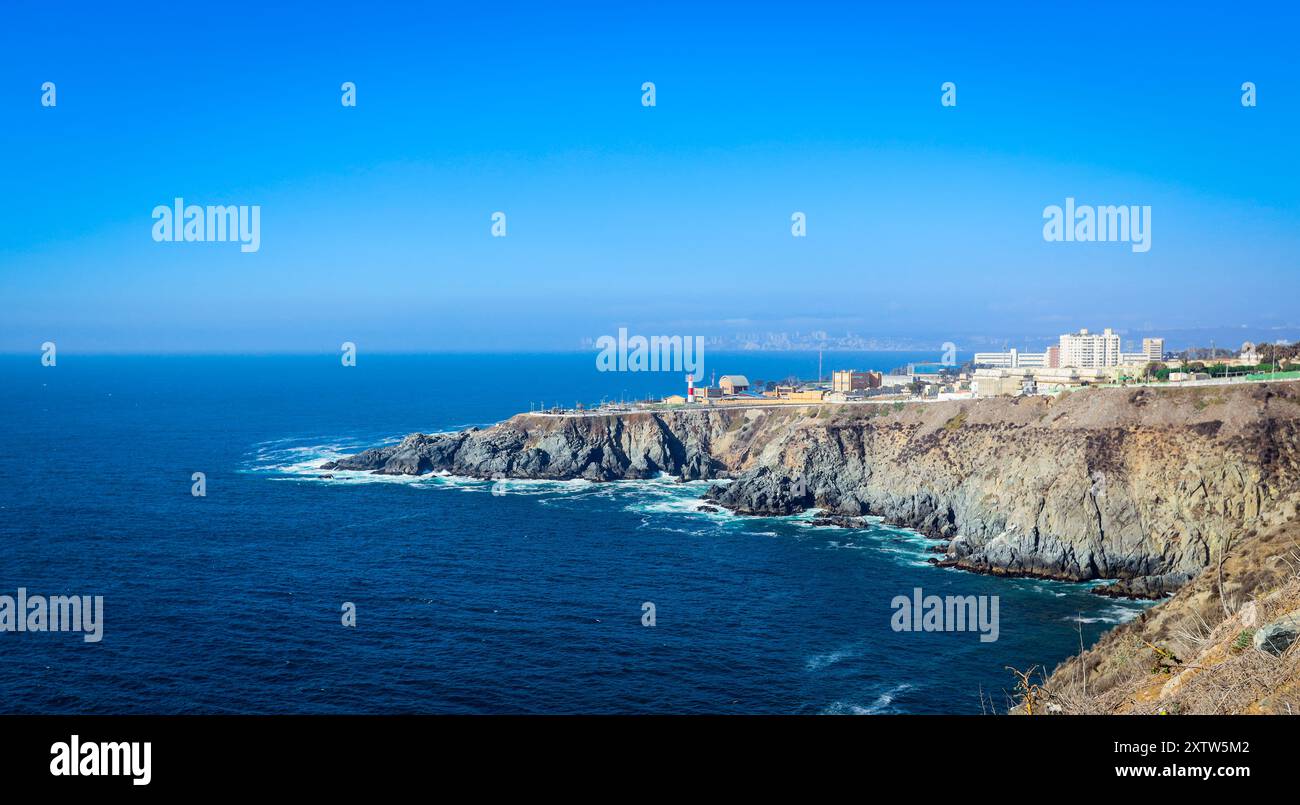Beautiful Cliffs with the Blue Ocean Water in Vina Del Mar, Chile Stock ...