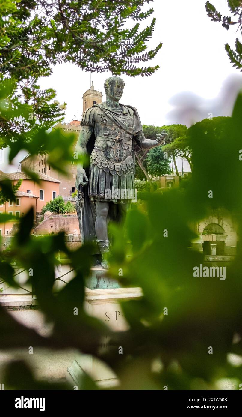 Statues of Rome. Caesare Nervae Traianio on the Fori Imperiali street ...