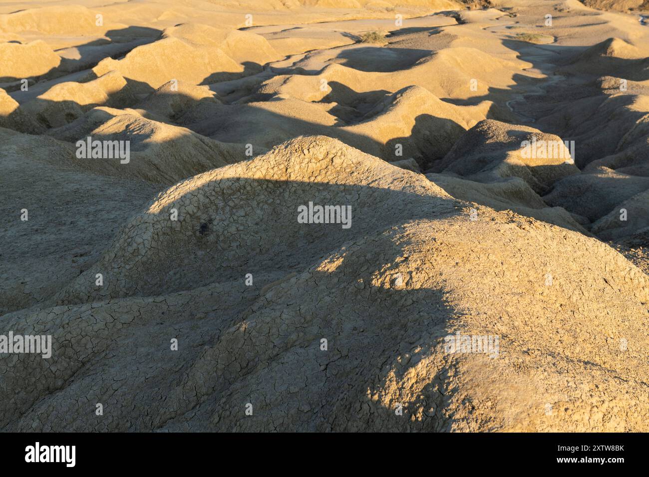 Arid landscape with mud rivers formations in Romania. This is a unique ...