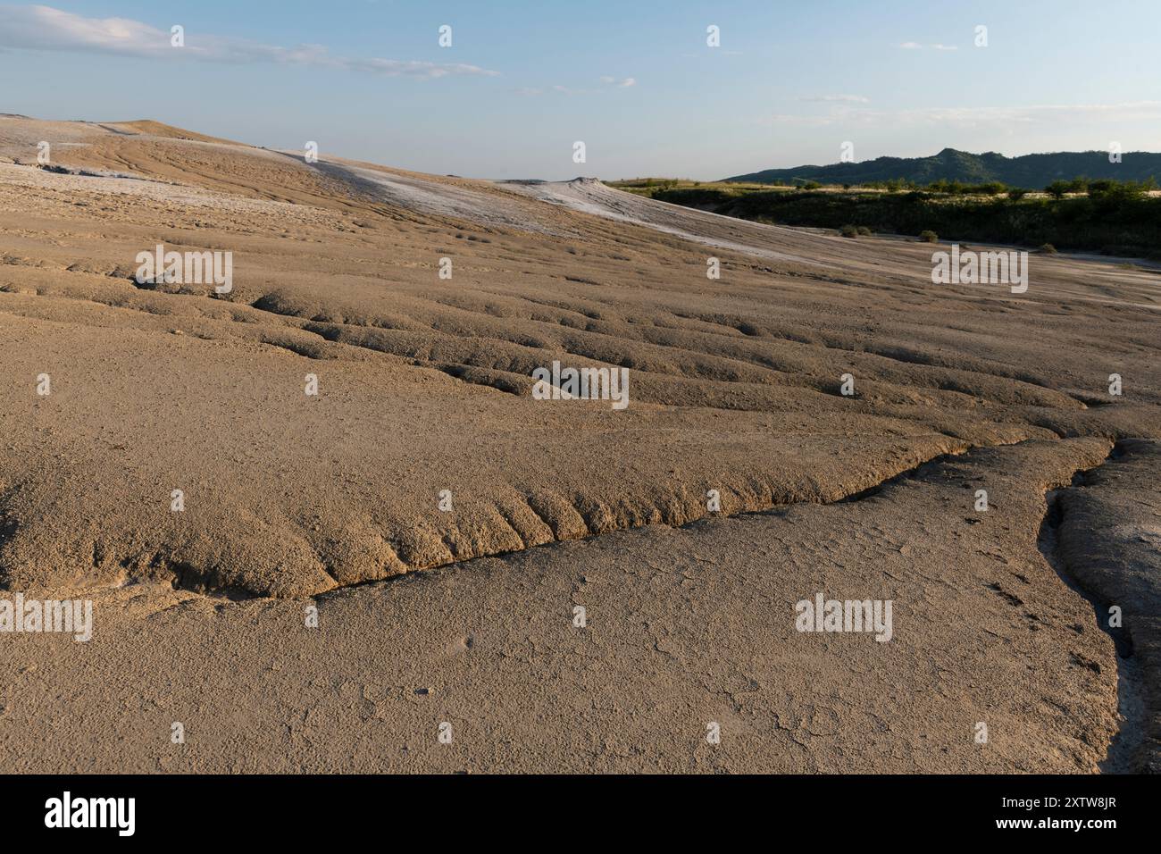 Arid landscape with mud rivers formations in Romania. This is a unique ...