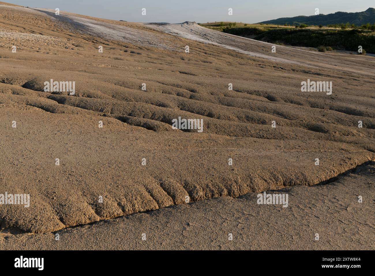 Arid landscape with mud rivers formations in Romania. This is a unique ...