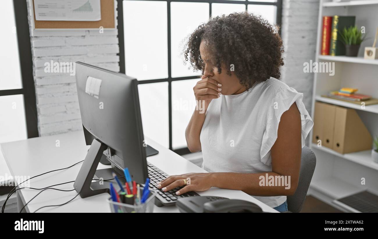 Sick female employee coughing workspace hi-res stock photography and ...