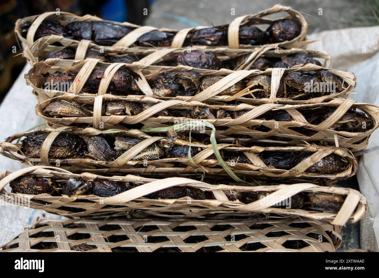 Perungo, a wicker tote bag to hold dried fish at Haat Bazaar in ...