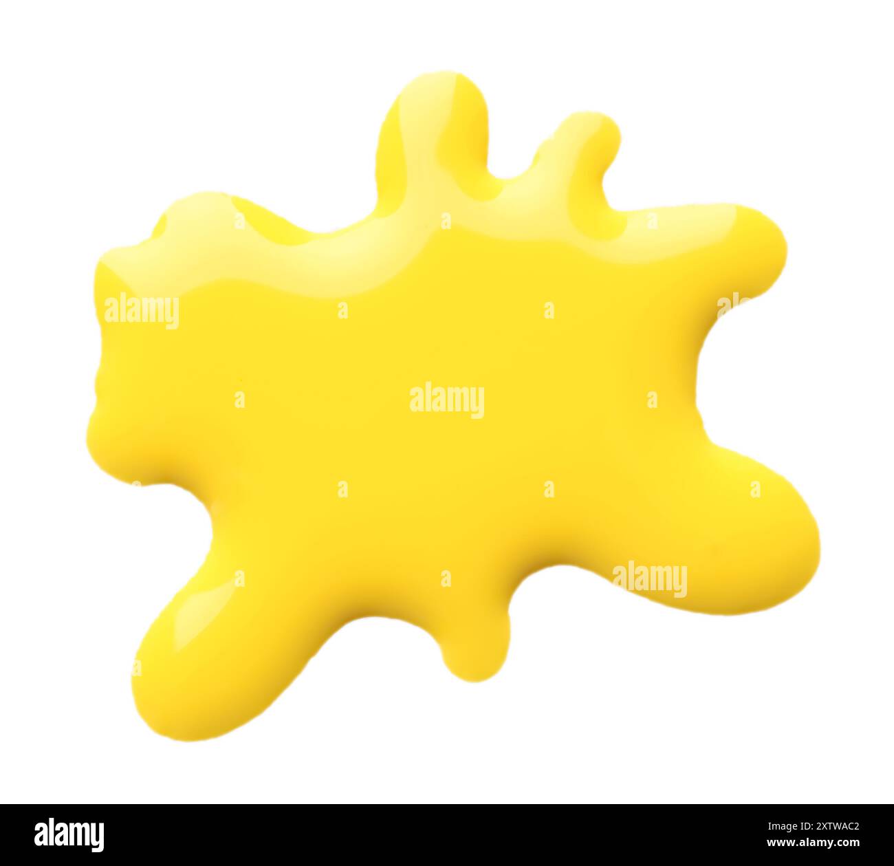 Blot of yellow printer ink isolated on white, top view Stock Photo - Alamy
