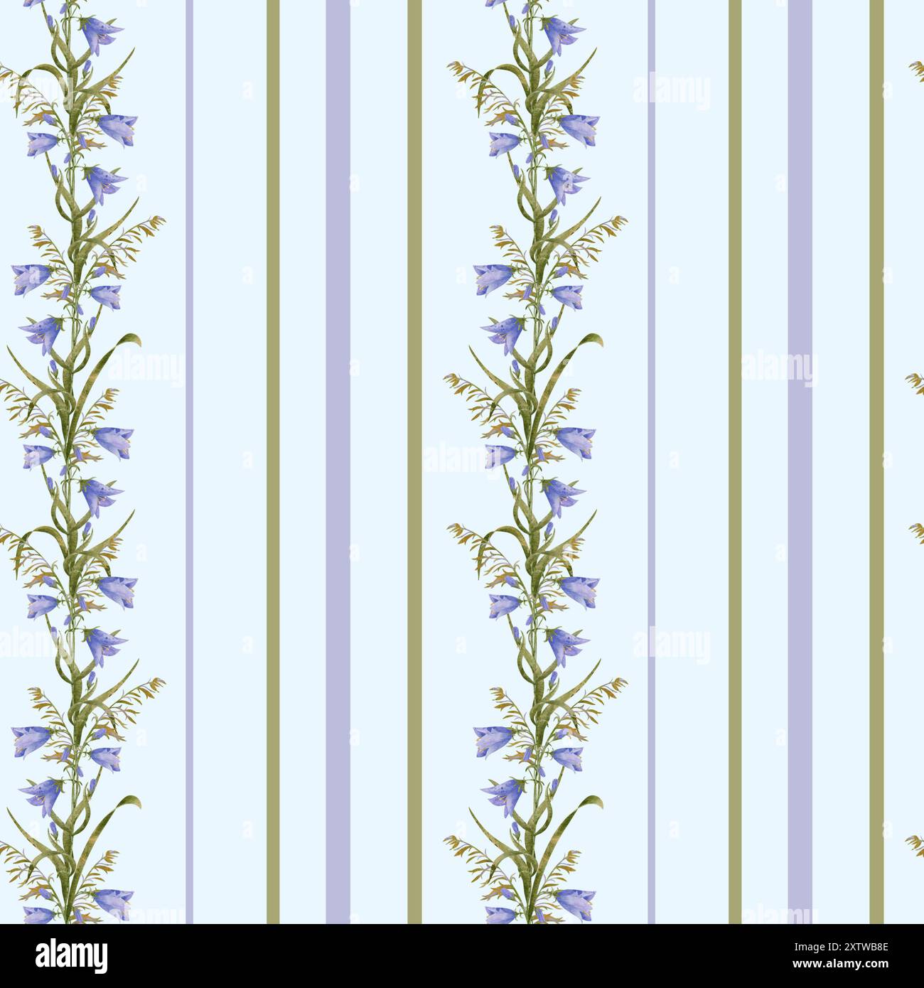 Bell flowers. Wild flowers, abstract seamless pattern. Flowers with ...