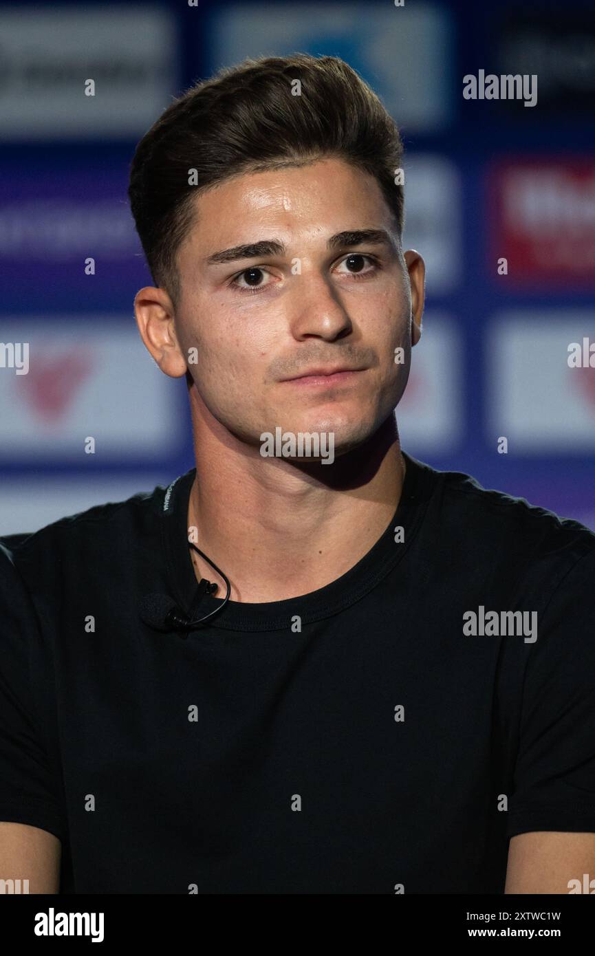 Madrid, Spain. 16th Aug, 2024. Julian Alvarez during his official ...