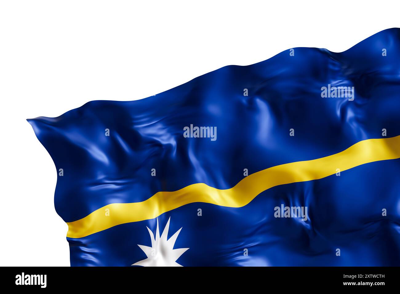 Realistic flag of Nauru with folds, isolated on white background ...