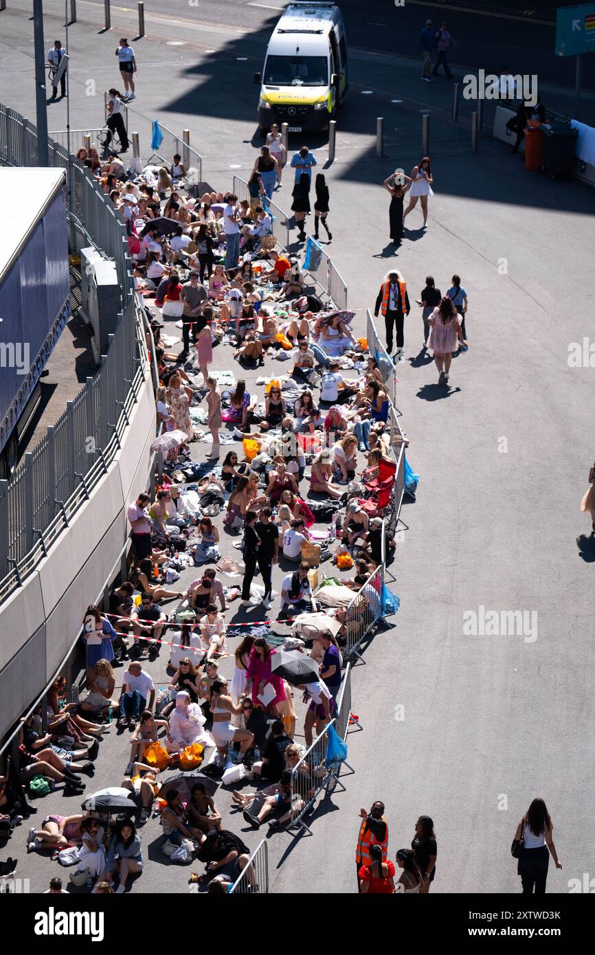Swifties queue outside Wembley Stadium in north west London, ahead of ...