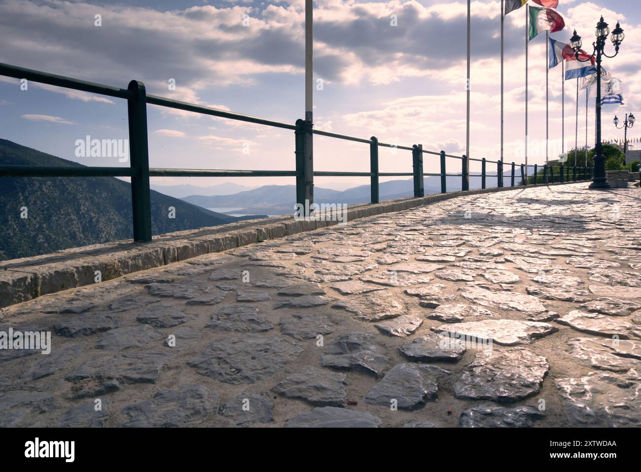 Delphi Flag Gallery at evening Stock Photo - Alamy