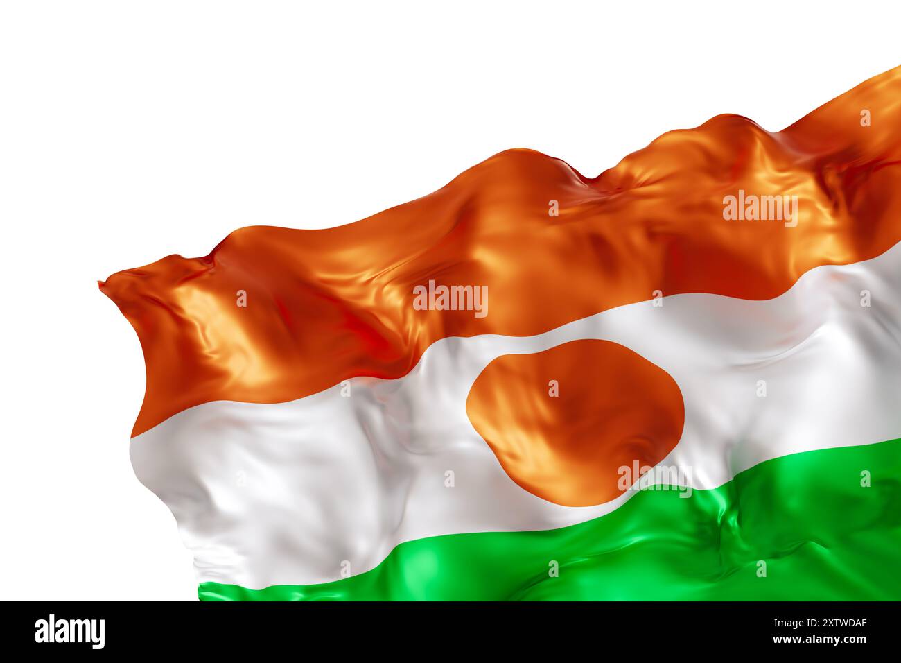 Realistic flag of Niger with folds, isolated on white background ...