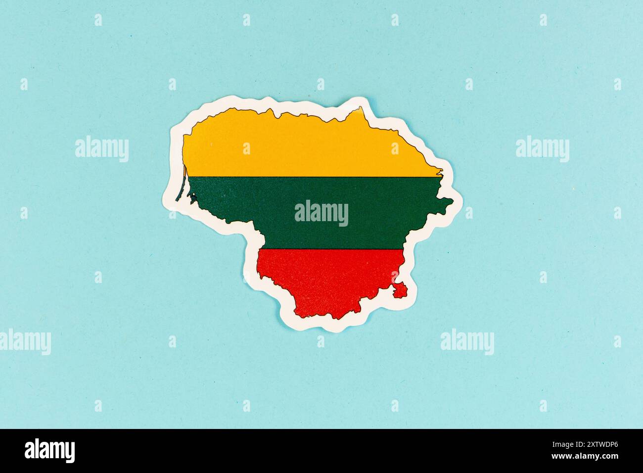 Lithuania Map with Flag Colors on Light Blue Background Stock Photo - Alamy