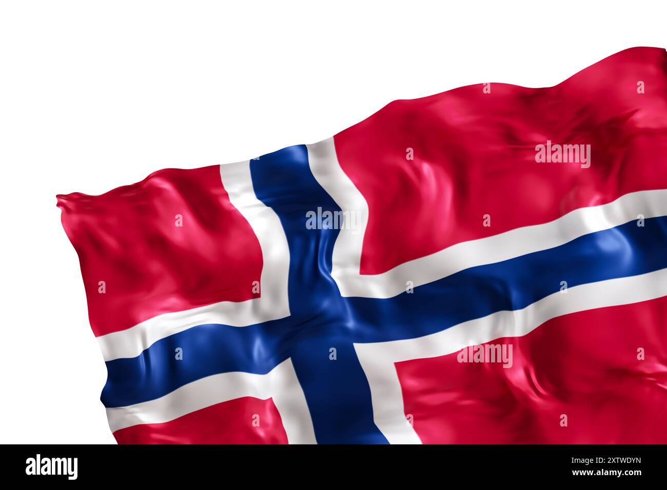 Realistic flag of Norway with folds, isolated on white background ...