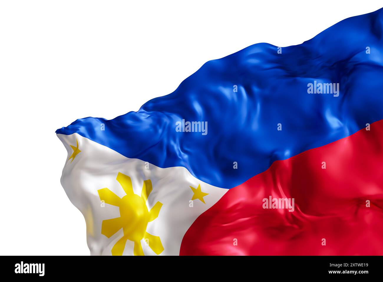 Realistic flag of Philippines with folds, isolated on white background ...