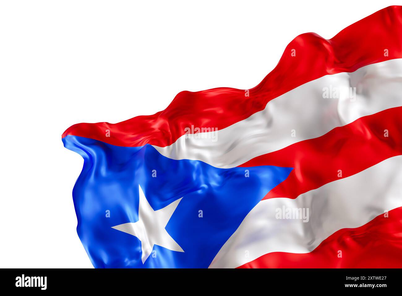 Realistic flag of Puerto Rico with folds, isolated on white background ...