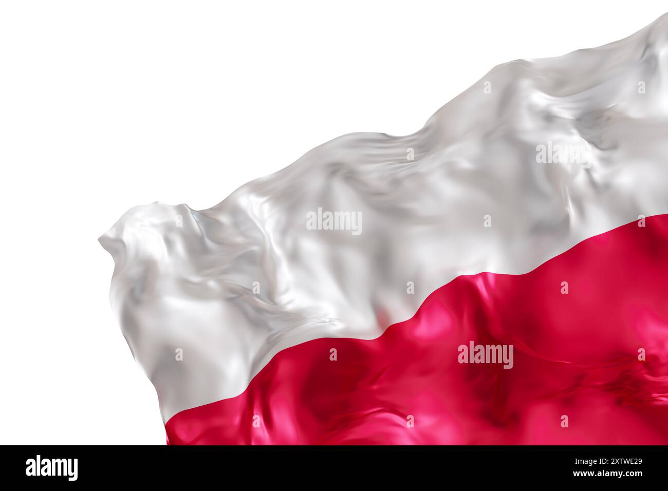 Realistic flag of Poland with folds, isolated on white background ...