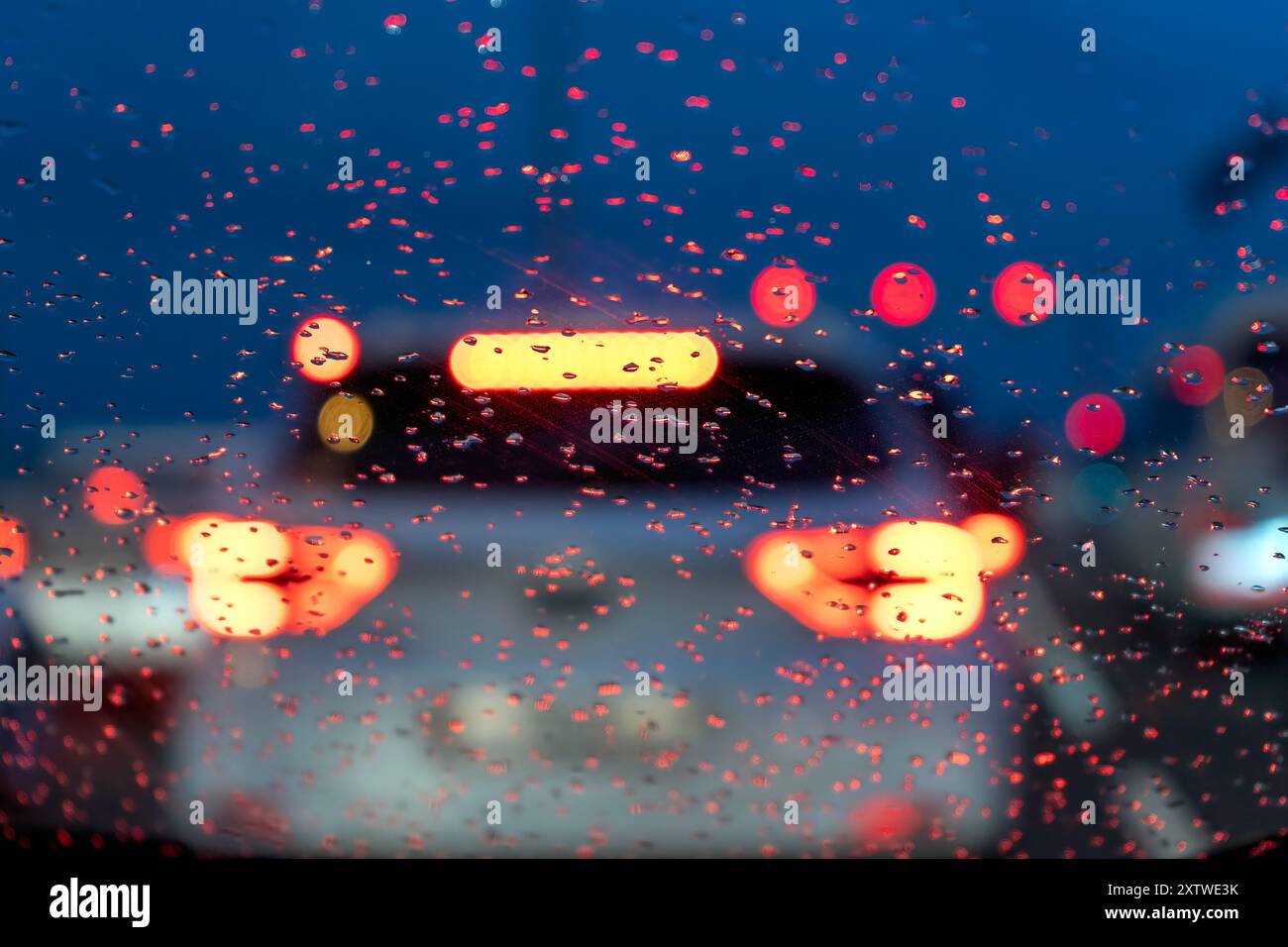 Raindrops on bus window and lights doha corniche Stock Photo - Alamy