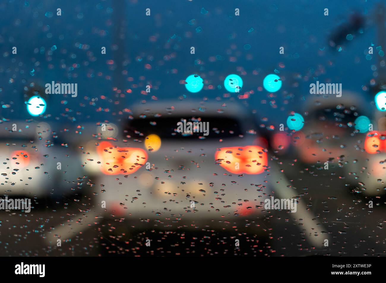 Raindrops on bus window and lights doha corniche Stock Photo - Alamy