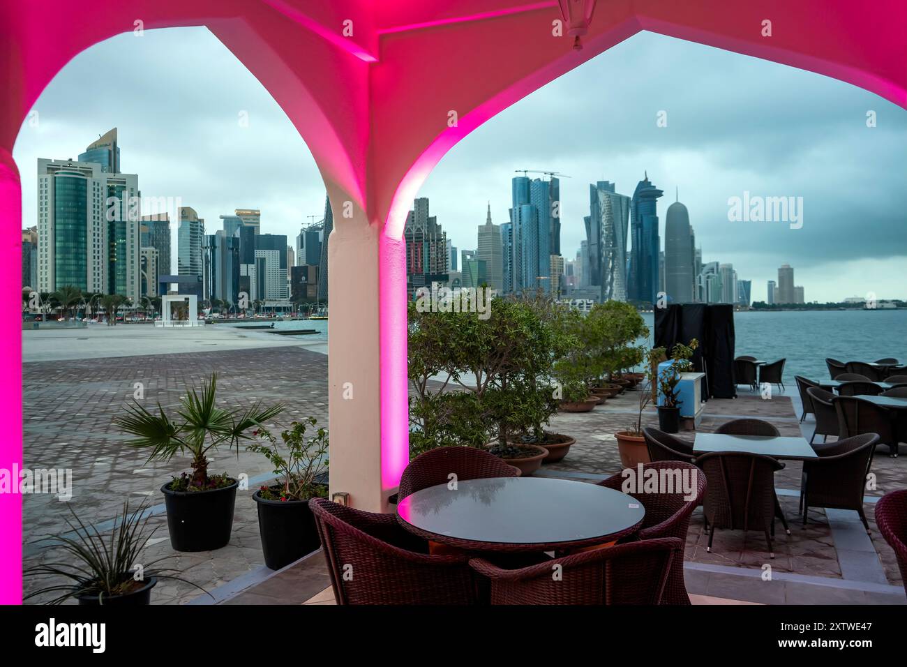 Rainy Skyline Doha Qatar. Rain in Qatar Stock Photo - Alamy