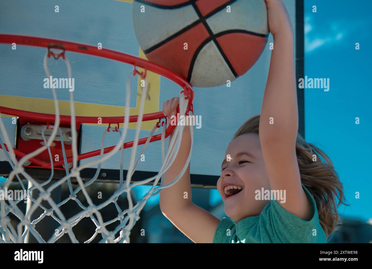 Kids playing basketball. Child sport activity. Kid sportsman Stock ...
