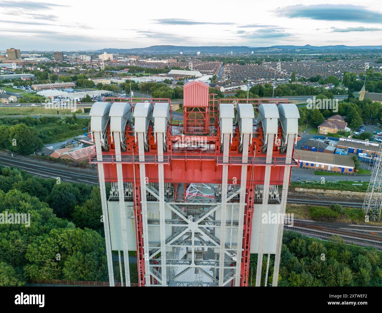 Transporter bridge counterweight system with its intricate network of ...
