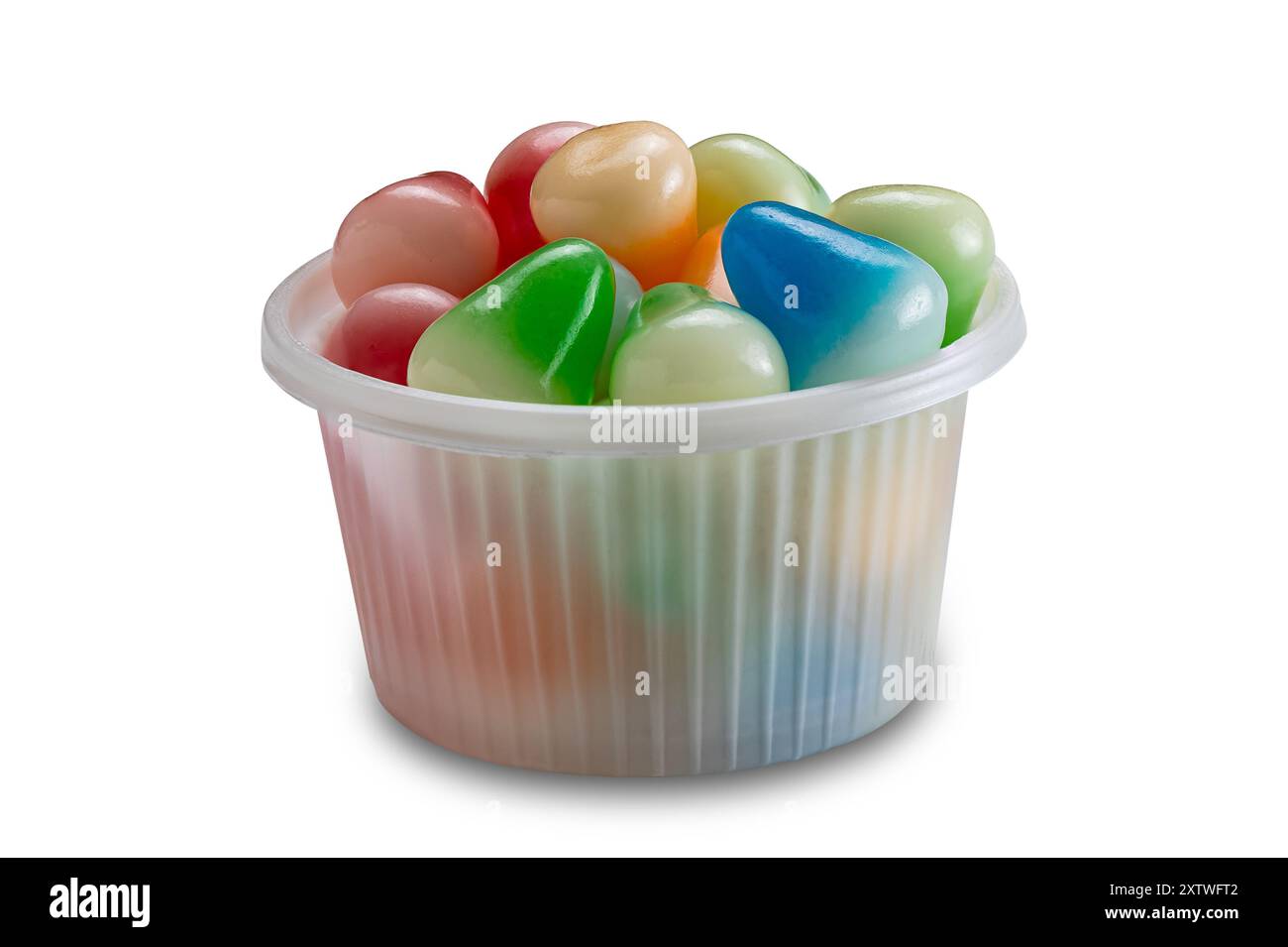 Colorful crispy jelly. Closeup view of colorful crispy jelly in plastic ...