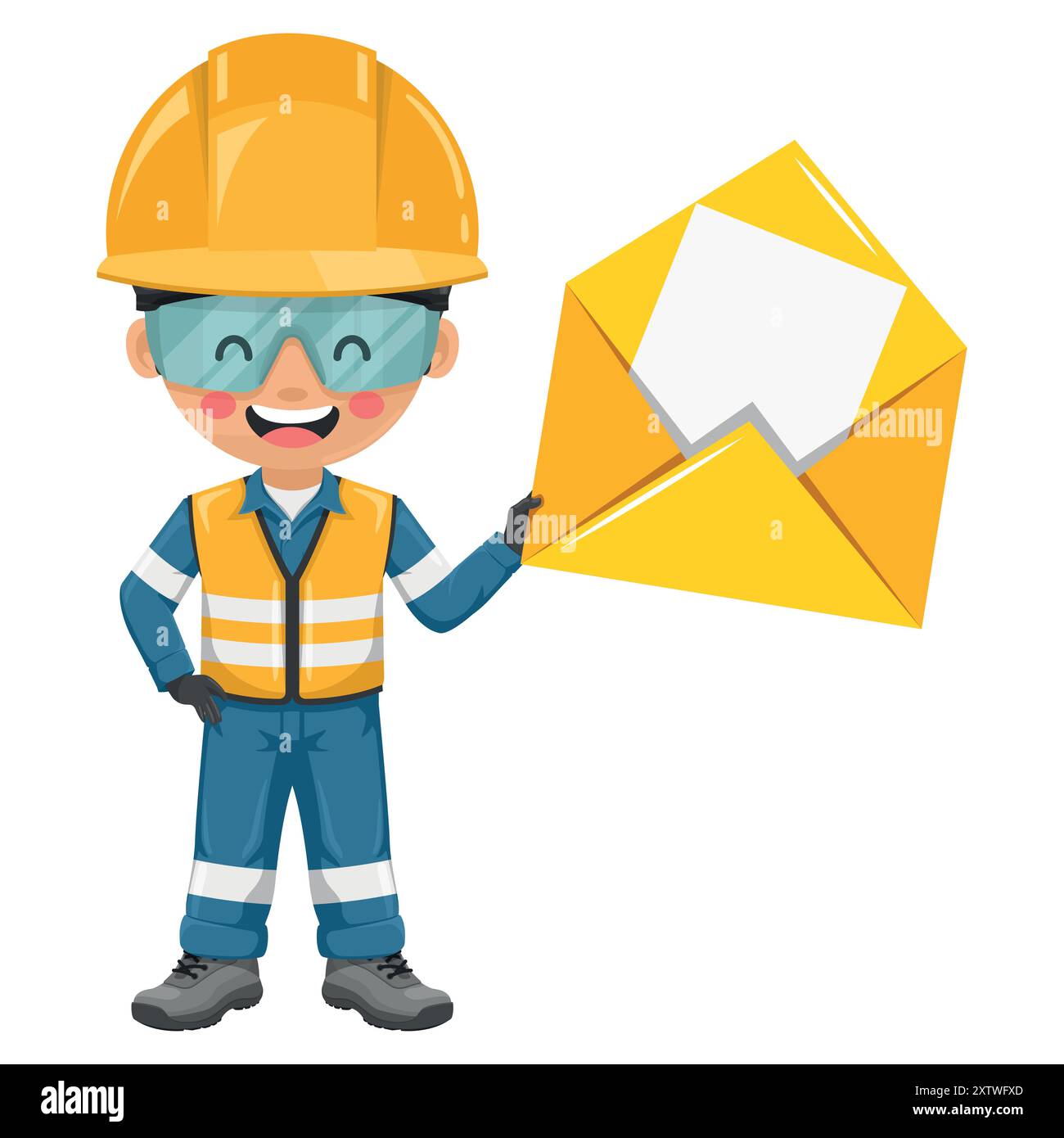 Industrial engineer with reflective safety vest, coverall and helmet ...