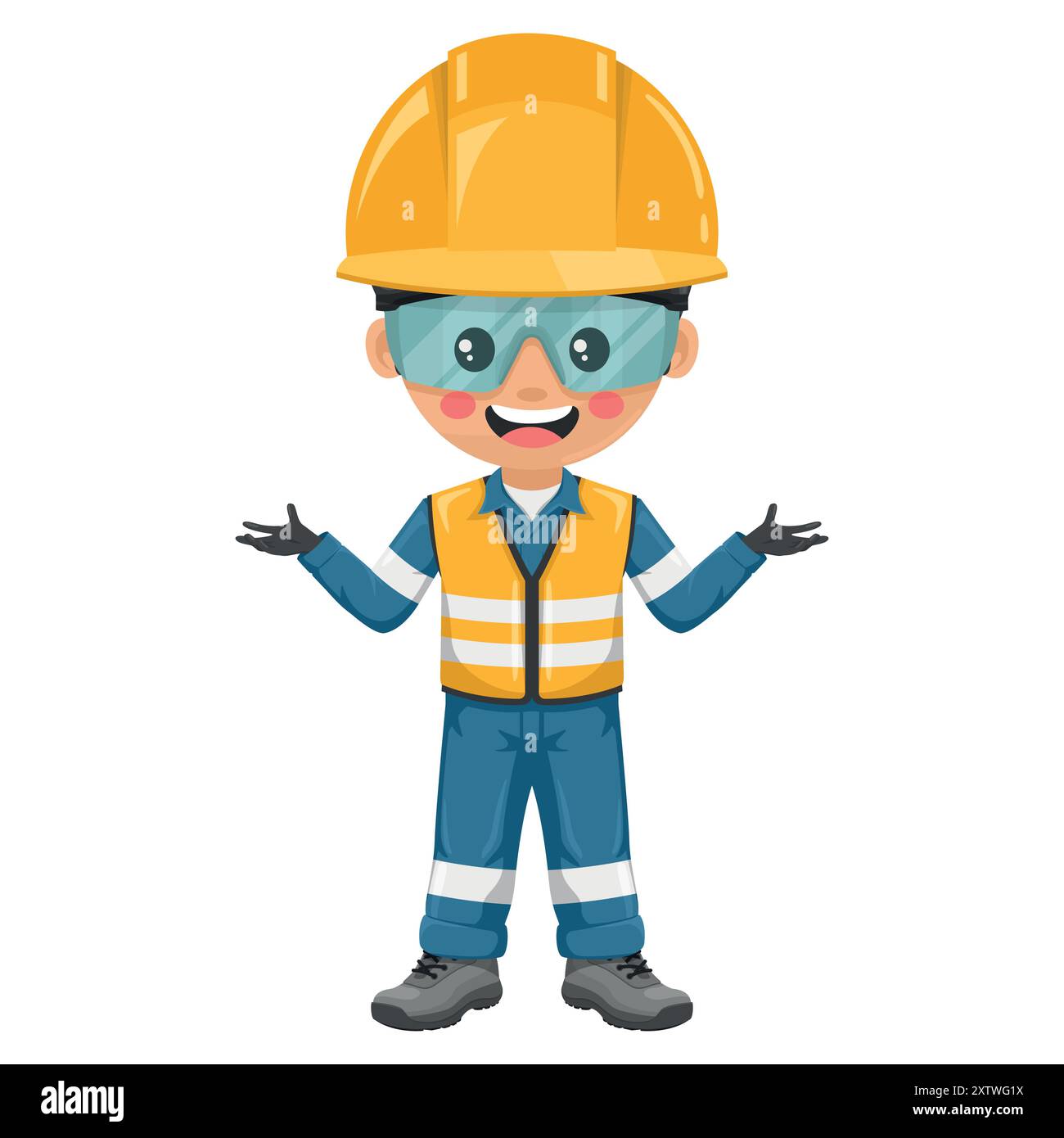 Industrial engineer with reflective safety vest and helmet with open ...