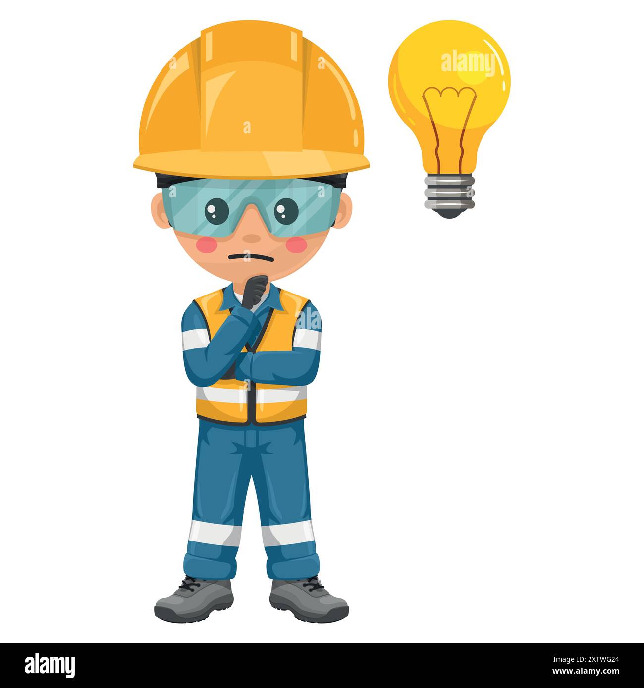 Industrial engineer expressing doubt. Focus representing an idea ...