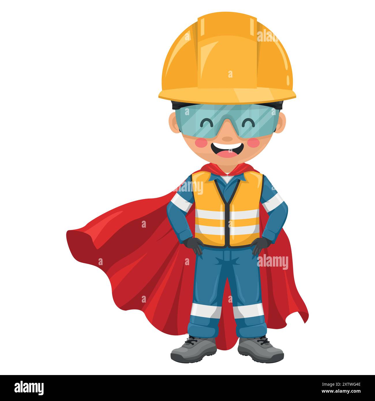 Cartoon construction wearing personal protection hi-res stock ...
