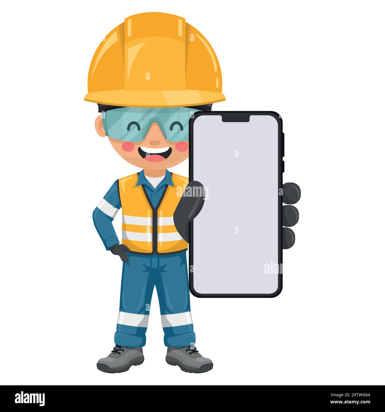 Industrial engineer dressed in reflective safety vest, coverall and ...