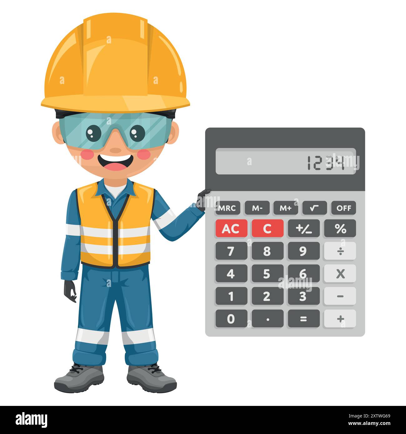 Industrial engineer with reflective safety vest and helmet with a ...