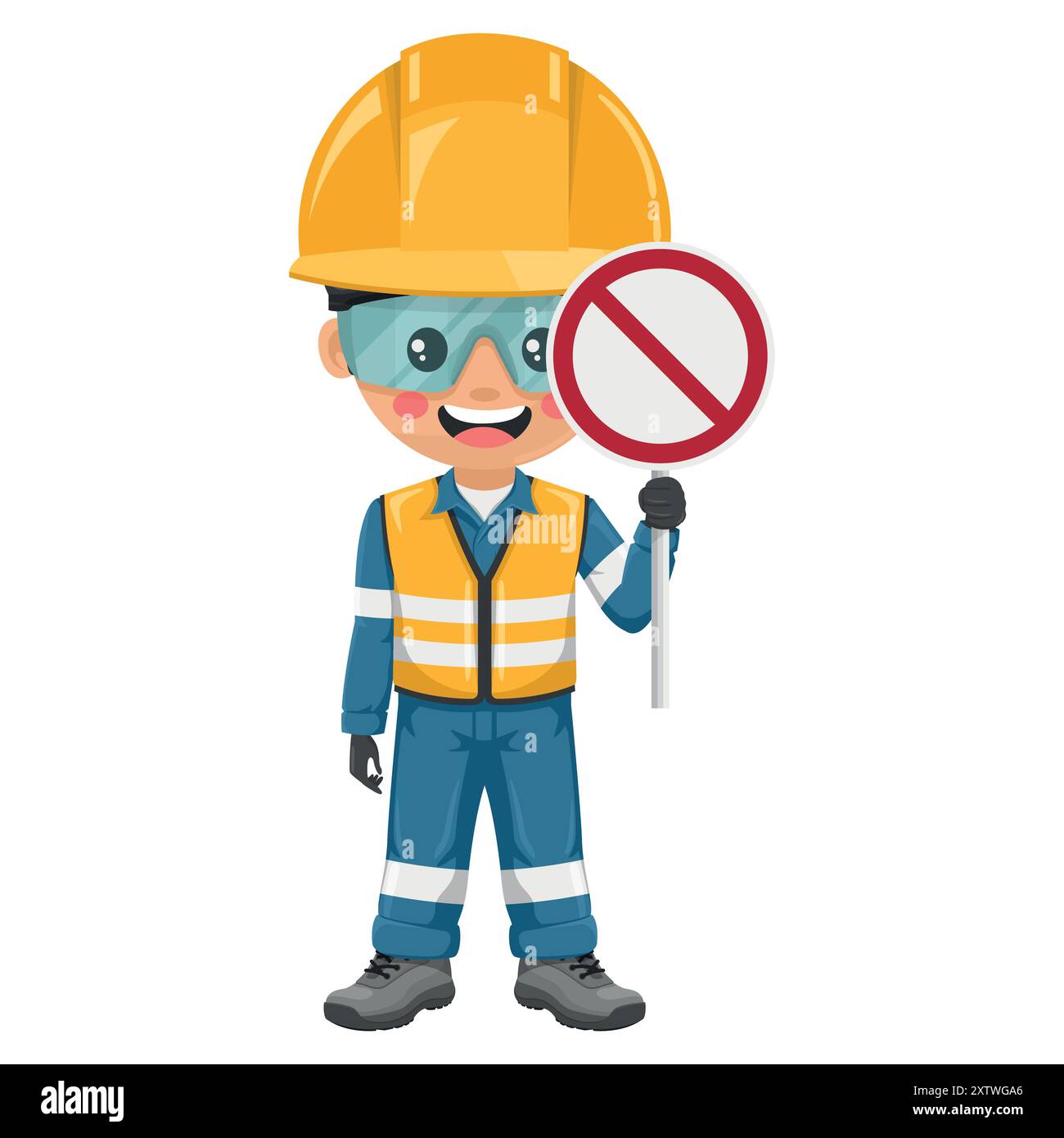 Industrial engineer dressed in reflective safety vest and helmet with ...