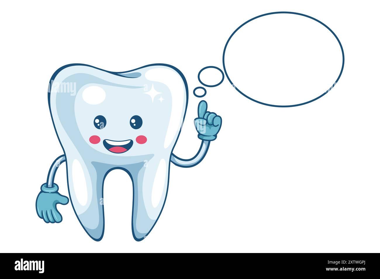 Cartoon of thinking tooth with a comic dialogue cloud. Prevention ...