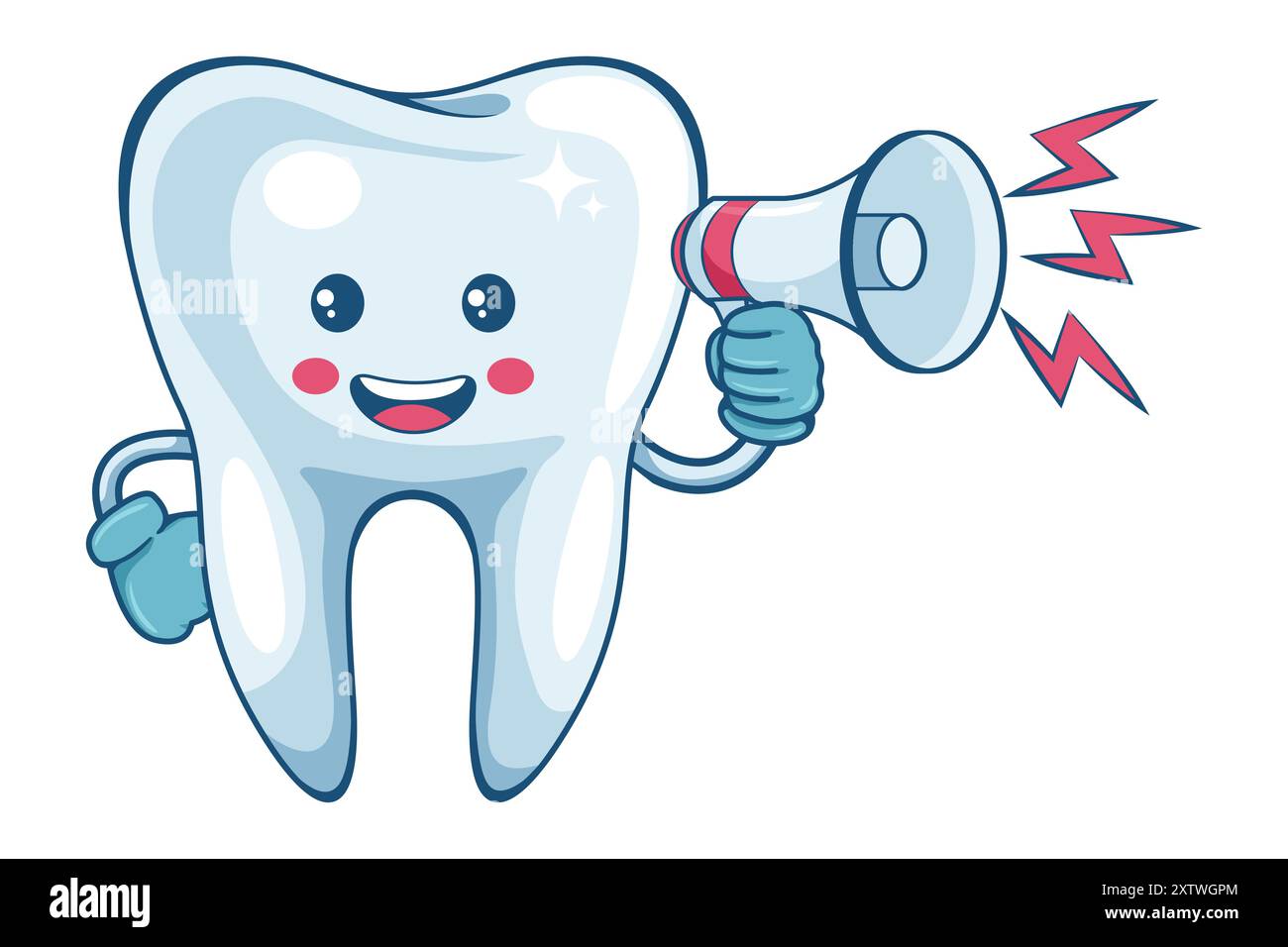 Cartoon of a tooth character making an announcement with a megaphone ...