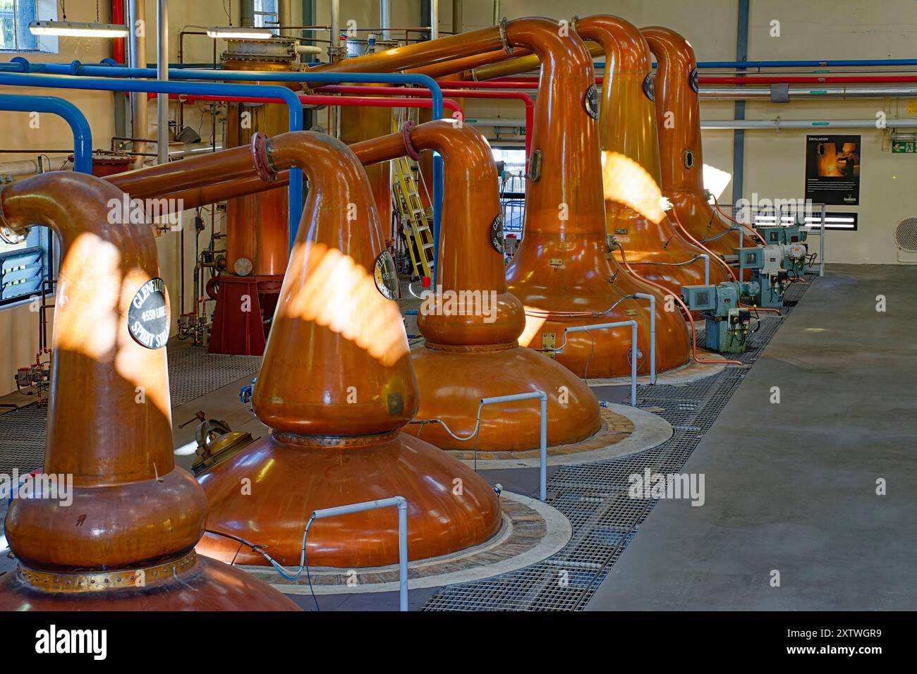 Glenfiddich distillery Moray Scotland six copper whisky stills Stock ...