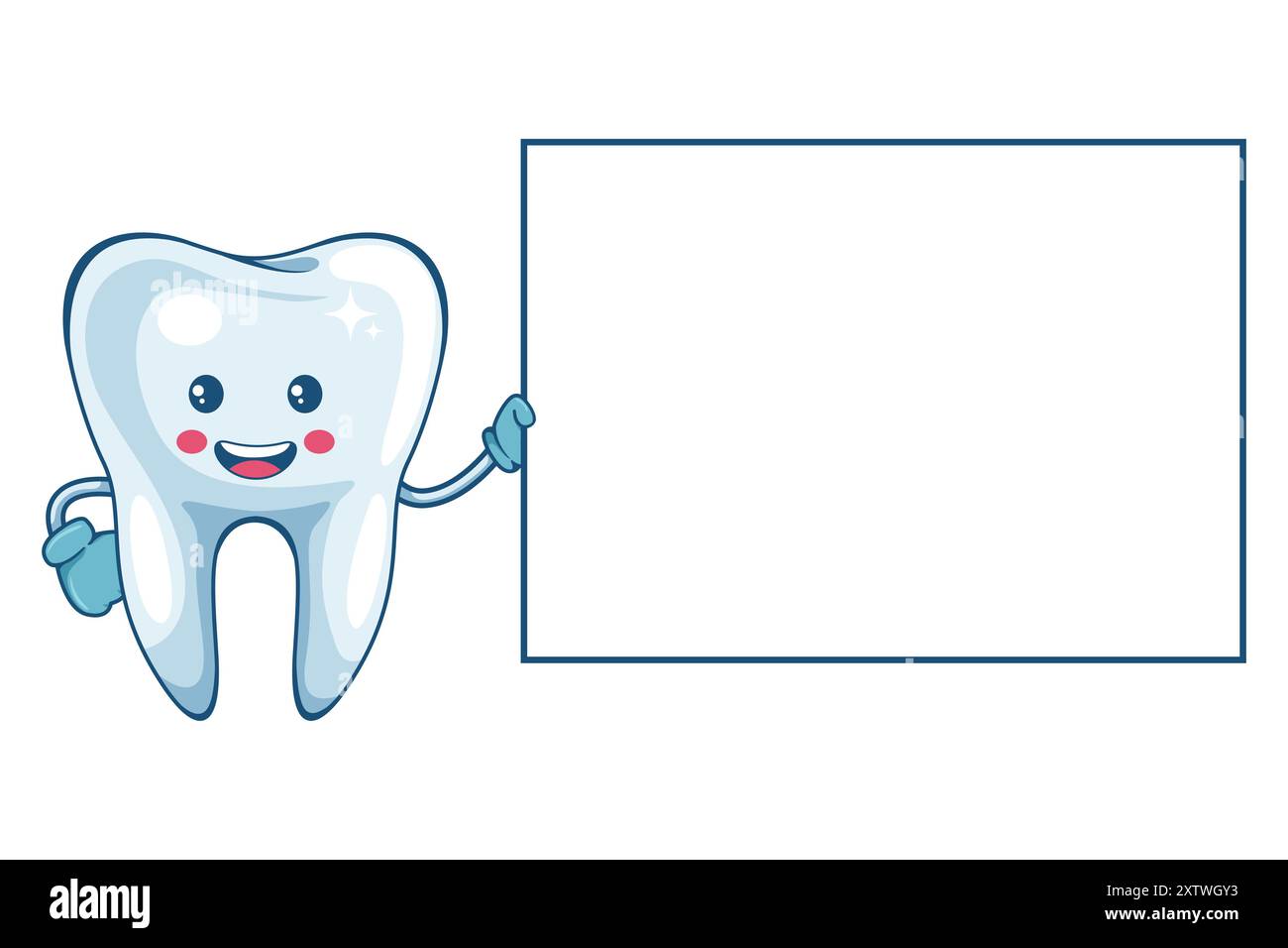 Cartoon of a tooth character holding a banner with space for text for ...