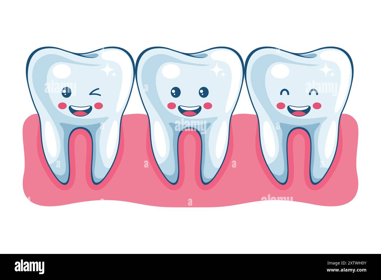 Cartoon character of healthy and clean teeth and gums. Prevention ...