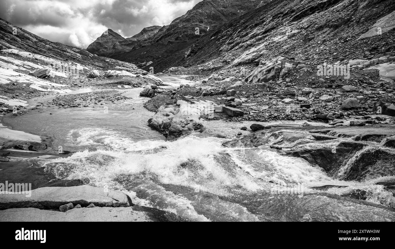 Serene wild mountain river Black and White Stock Photos & Images - Alamy