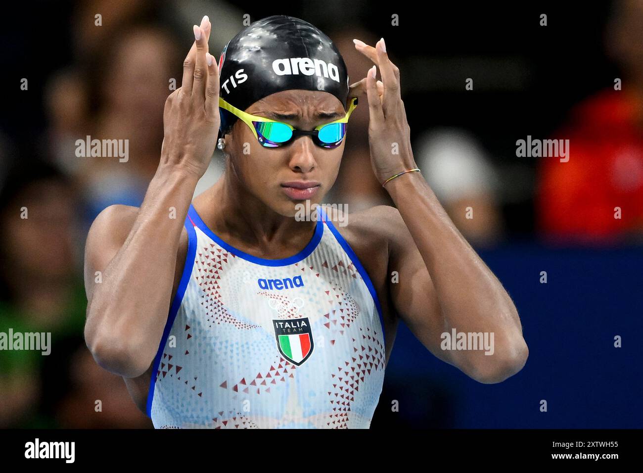 Sara Curtis of Italy prepares to compete in the swimming 50m Freestyle ...